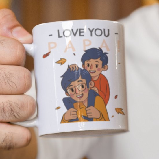 Vaderdag Cadeau Voor Man - Beker / Mok met tekst Love You Papa - Geschenk Mannen,... | bol