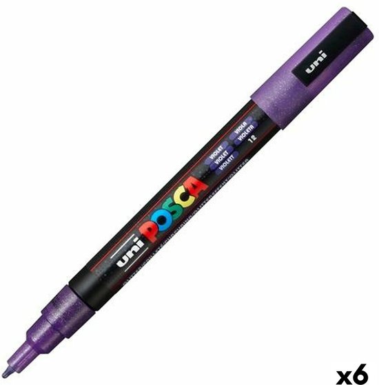 Posca Stiften PC-3M Fine Tip - verfstiften - Glitter paars - 6 stuks | bol