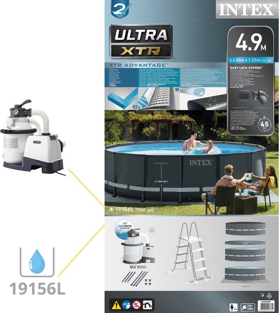Intex Ultra XTR Frame Zwembad - Opzetzwembad - 488x122 cm - Inclusief ...