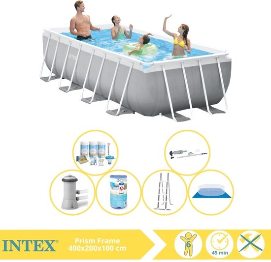 Intex Prism Frame Zwembad - Opzetzwembad - 400x200x100 cm - Inclusief ...