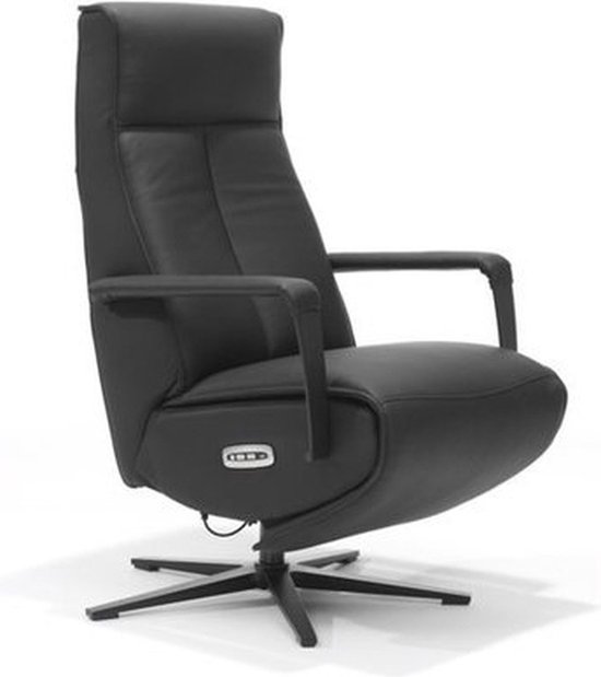 Relaxfauteuil zwart met accu 70x83x113 cm echt leer | bol
