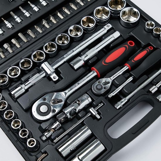 94-delige dopsleutelset met steeksleutelset, 1/4 inch ratelkast ...