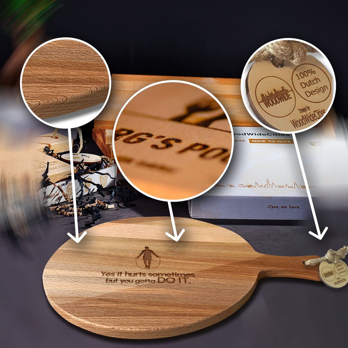 Serveerplank Rond Touwtje Springen (Man) Yes It Hurts Sometimes But You ...