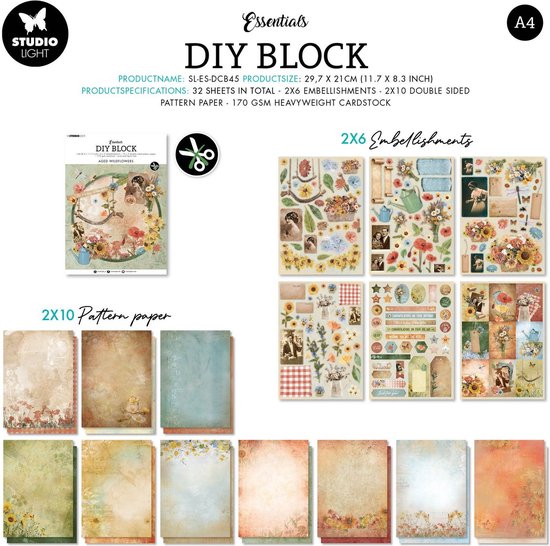 Studio Light Essentials DIY Block Aged Wildflowers | bol