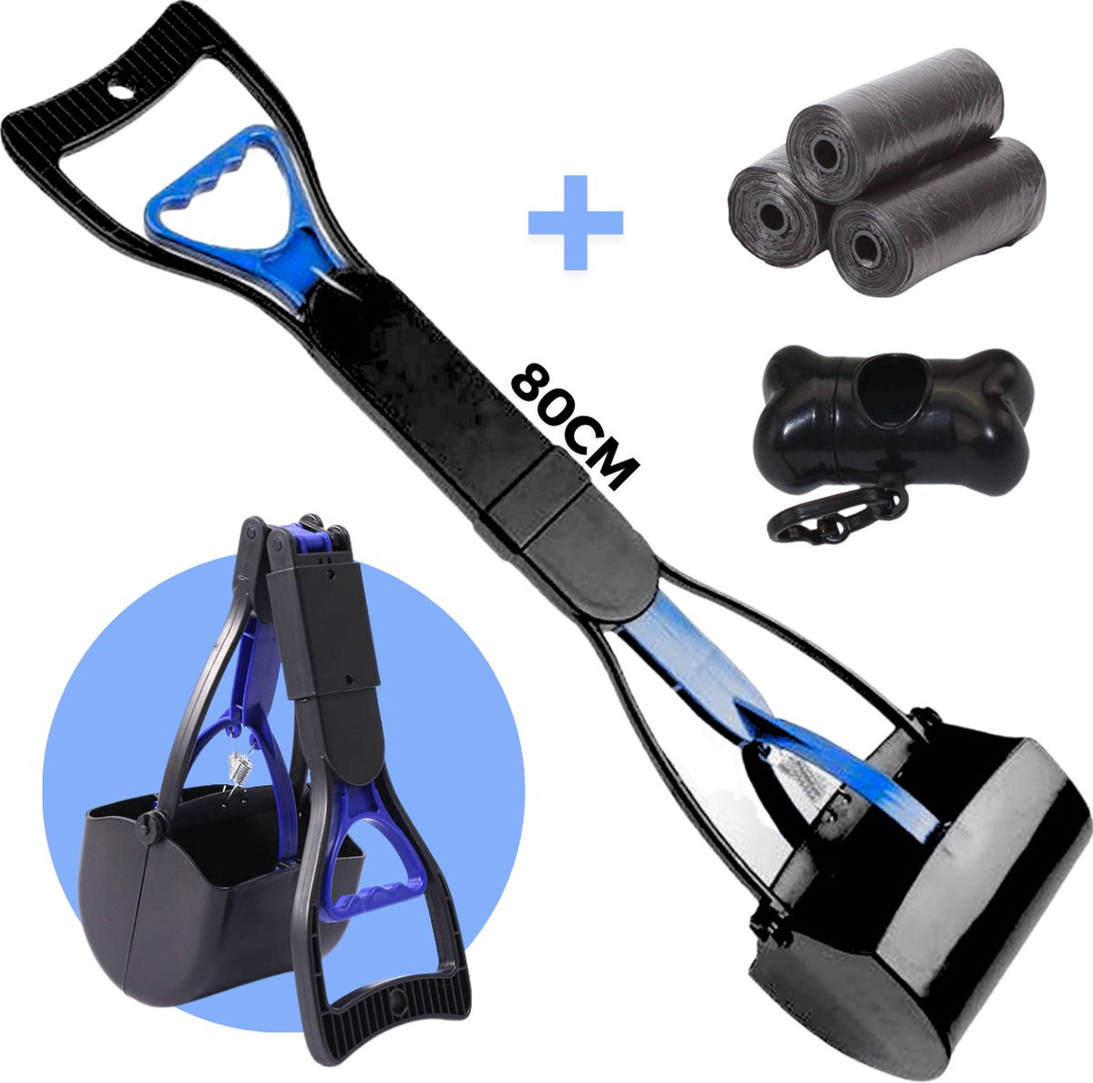 CleanPaws - Pelle à caca BLEU - Attrape caca - Pelle à caca - Ne se ...