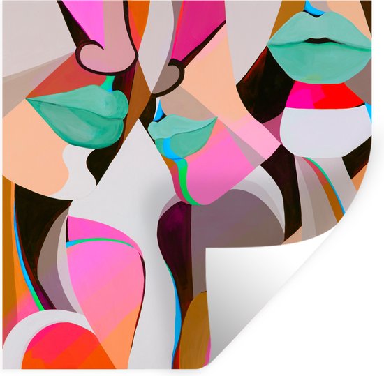 Muurstickers - Sticker Folie - Gezichten - Lippen - Kleurrijk ...