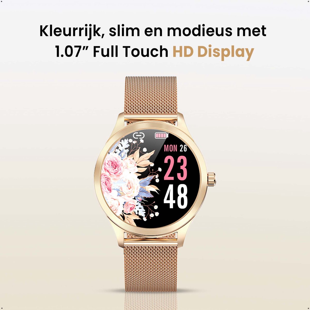 FITNOVA Luxe Smartwatch Dames - met Stappenteller, Saturatiemeter ...