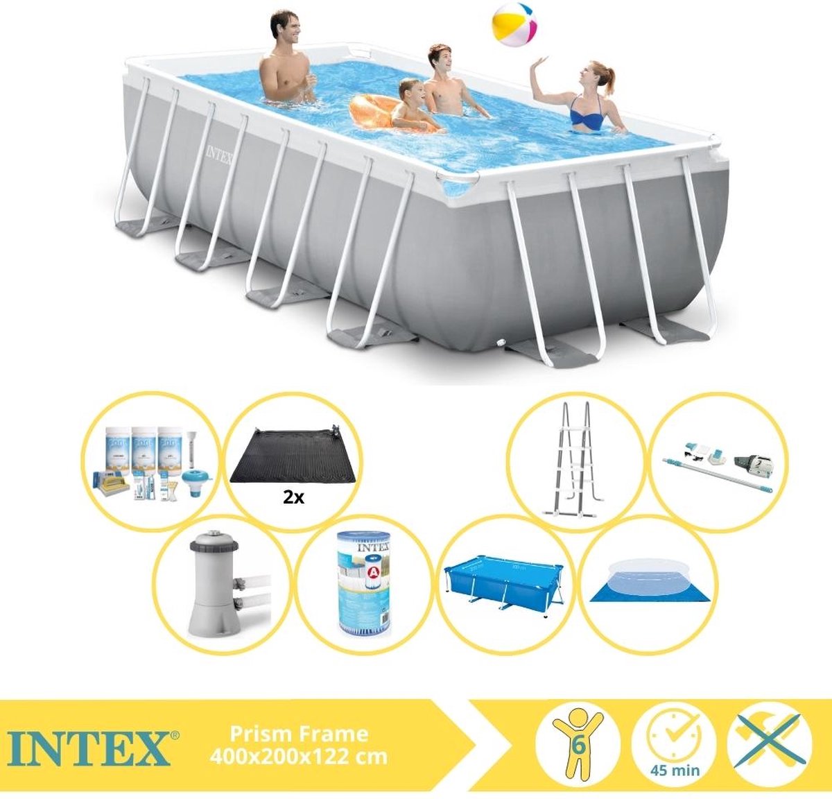 Intex Prism Frame Zwembad - Opzetzwembad - 400x200x122 cm - Inclusief ...