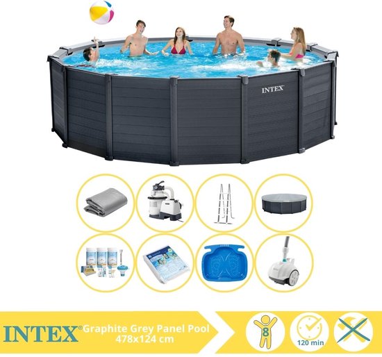 Intex Graphite Gray Panel Zwembad - Opzetzwembad - 478x124 cm ...