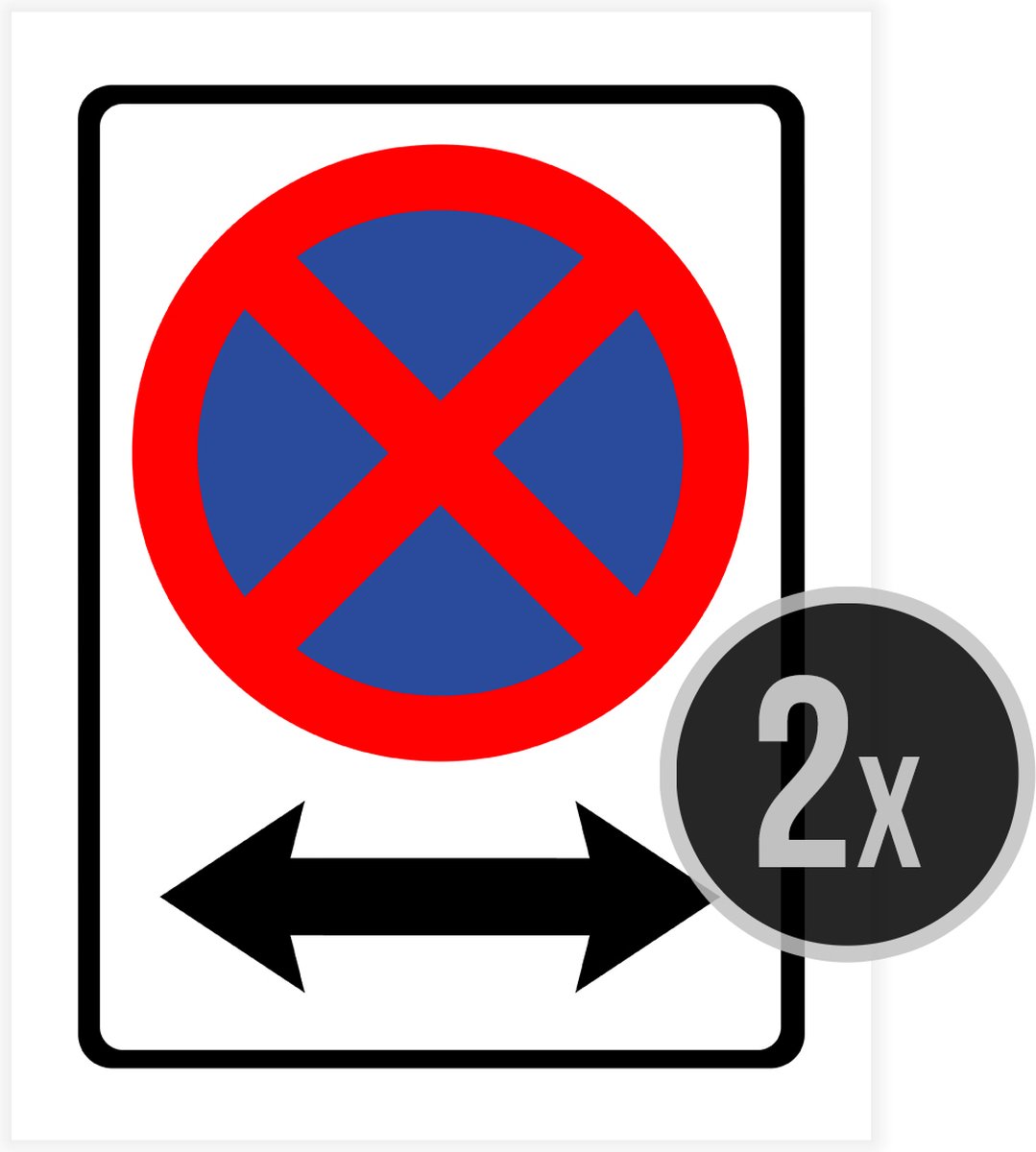 Pictogram/ bord | Parkeren en stilstaan verboden met pijlen | 19 x 25 ...