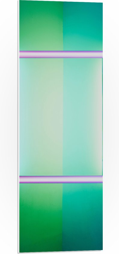 PVC Schuimplaat - Witte Lijnen in Groene en Blauwe Vlakken - 30x90 cm ...