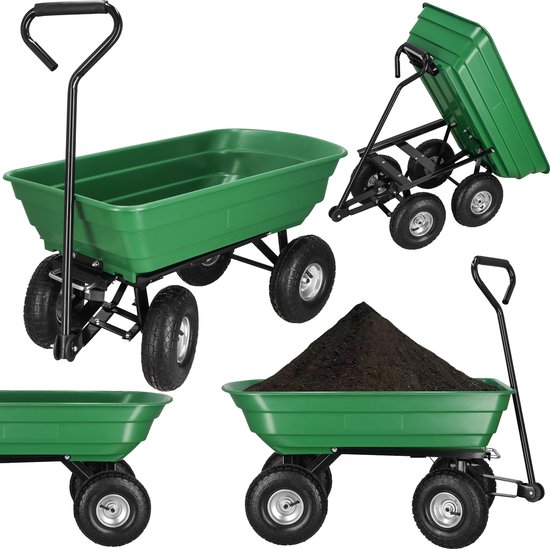Springos Tuinwagen - Bolderkar - Tuinkar - 75L - Groen | bol