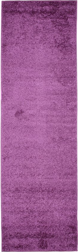Tapiso Delhi Tapijtloper Vloerkleed Hoogpolig Fluffy Paars Op Maat ...