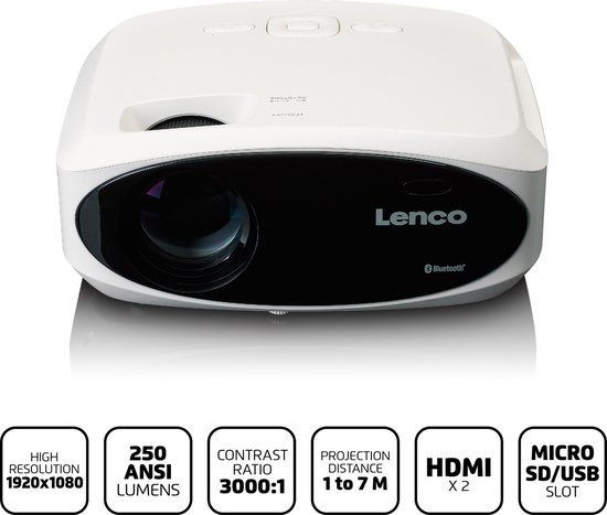 Lenco Beamer - Full HD 1080P - Projector met Bluetooth - LPJ-900WH Mini ...