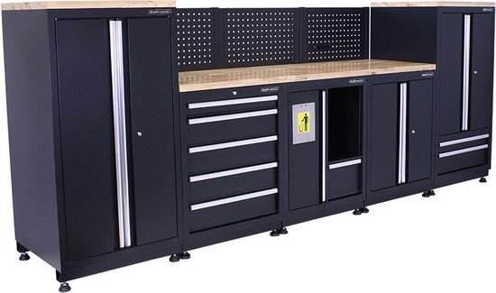 Kraftmeister werkplaatsinrichting - Werkbank met 2 werkplaatskasten, 1 ...