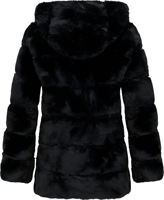 Korte Faux Fur Jas Dames met Rits en Capuchon - Zwart | bol