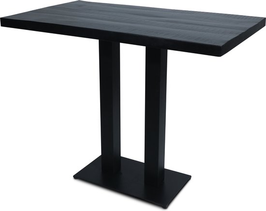 Parel bartafel met mangohouten blad van 240 x 100 cm in zwarte kleur ...