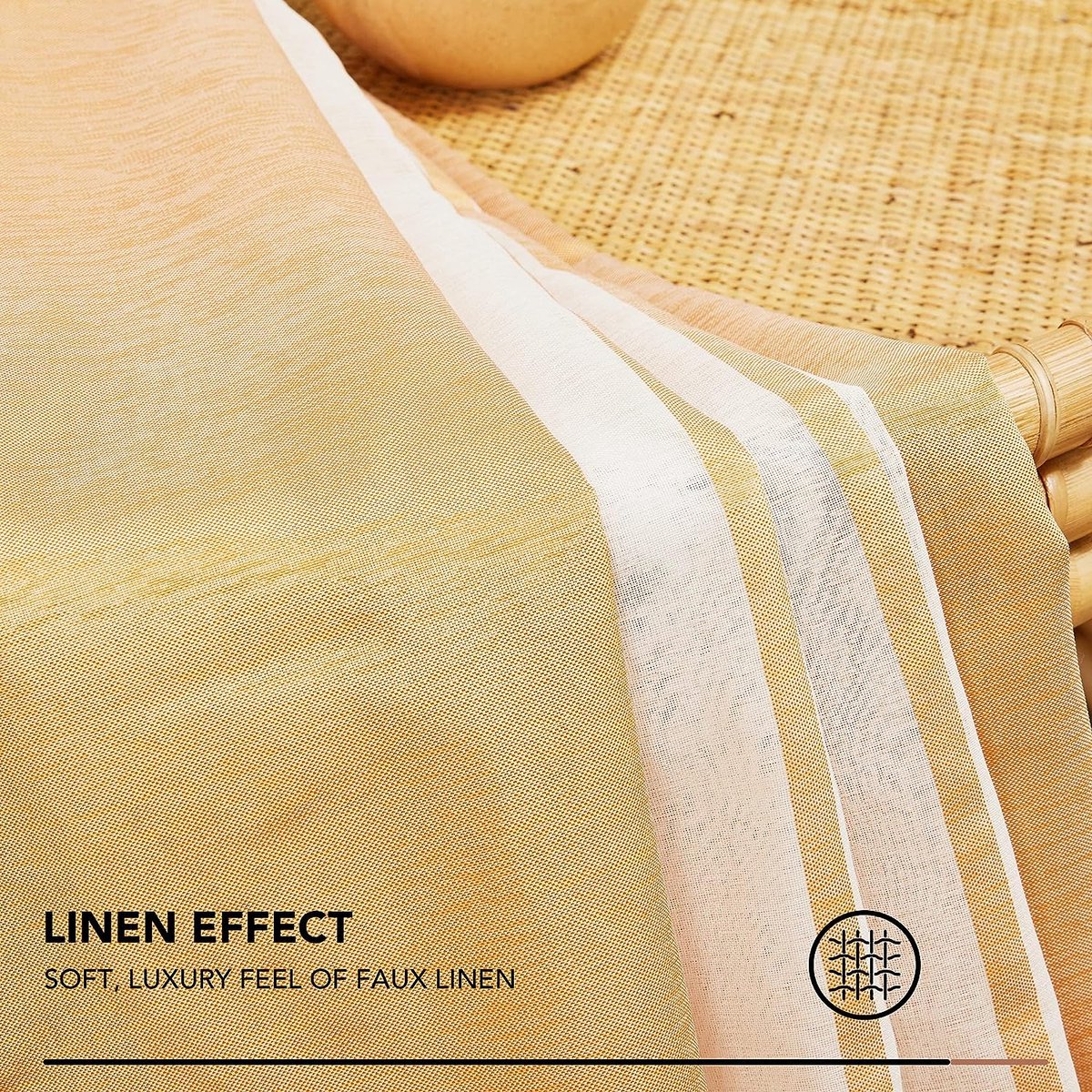 Voile Gordijnen met Ringen, Vitrage Transparante in Linnenlook Stof met ...