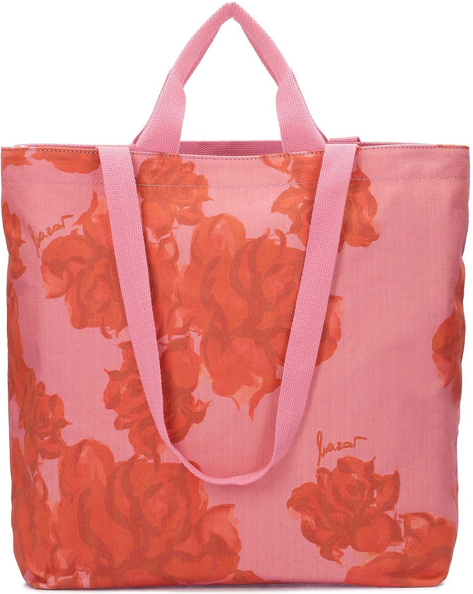 Pink fabric bag with floral pattern | bol