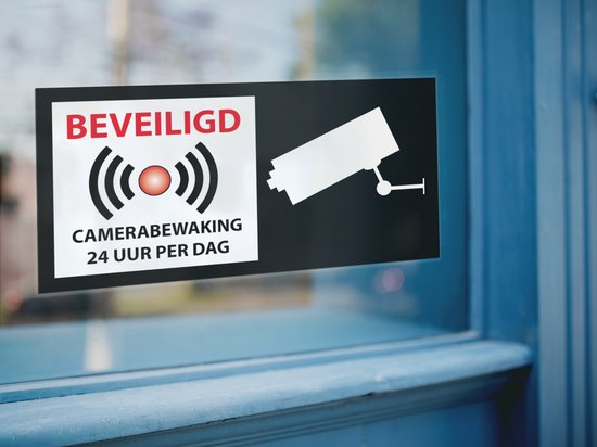 2x Camera Bewaking Stickers - Plakzijde Binnenkant Raam - Video Bewaking Sticker | bol