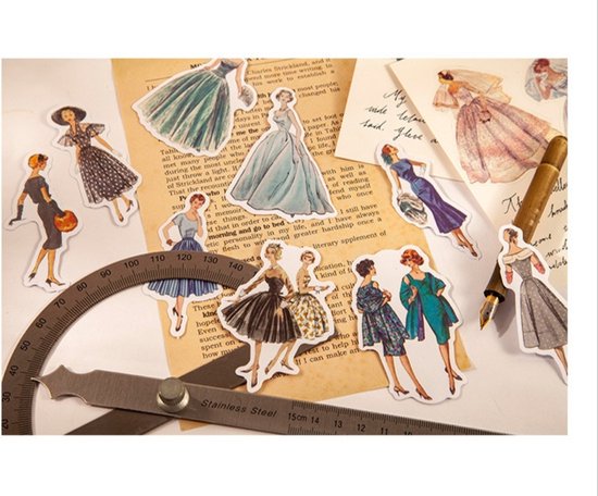 Vintage Stickers - Girl Blauw- 40 stuks - Bulletjournal Sticker ...