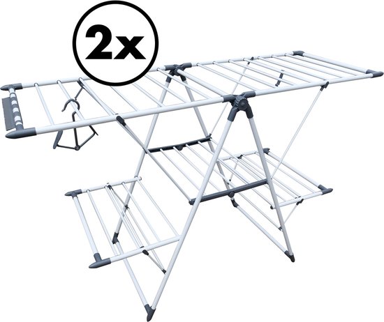 Luxe Droogrek Inklapbaar Met 24 Meter Drooglengte – 2 Pack – Wit ...