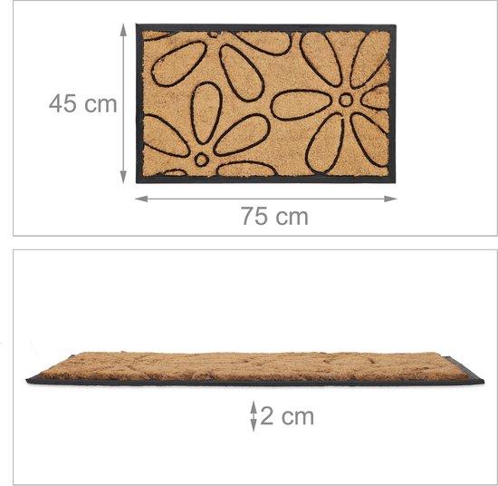 Relaxdays deurmat antislip - schoonloopmat rubber - kokosmat ...