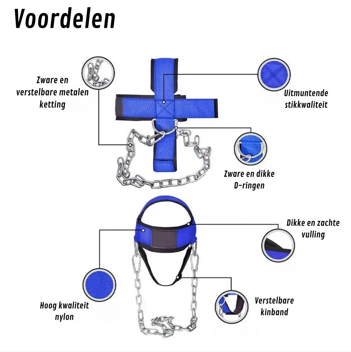 Hoge Kwaliteit Nek Trainer - Verstelbaar - Met Kinband - Blauw ...