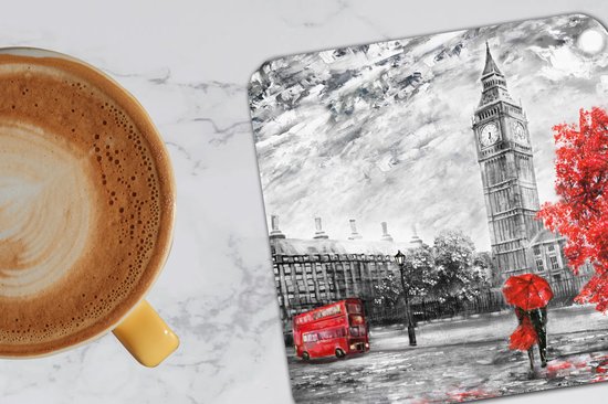 Onderzetters voor glazen - Schilderij - Big Ben - Rood - Paraplu ...