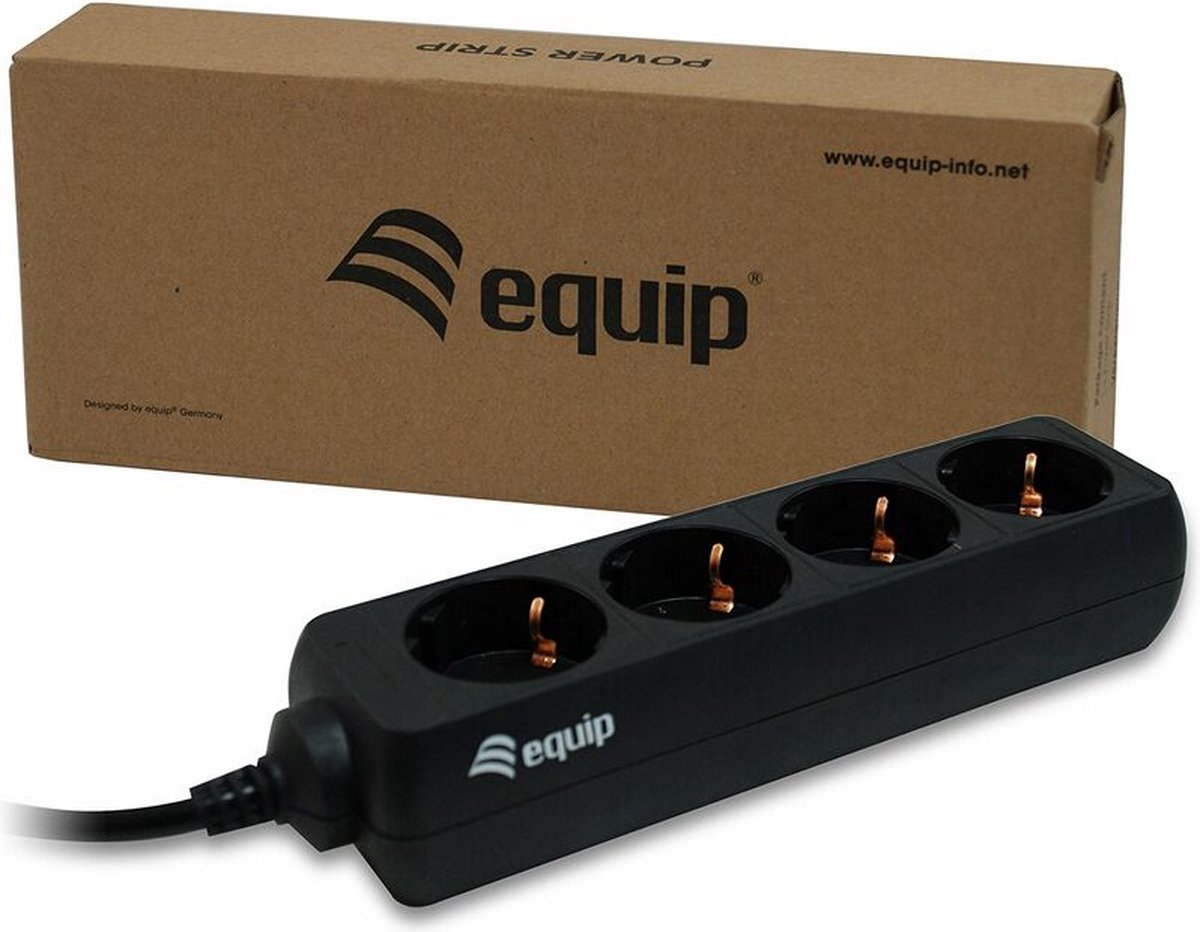 4-socket plugboard without power switch Equip 333281 Black | bol