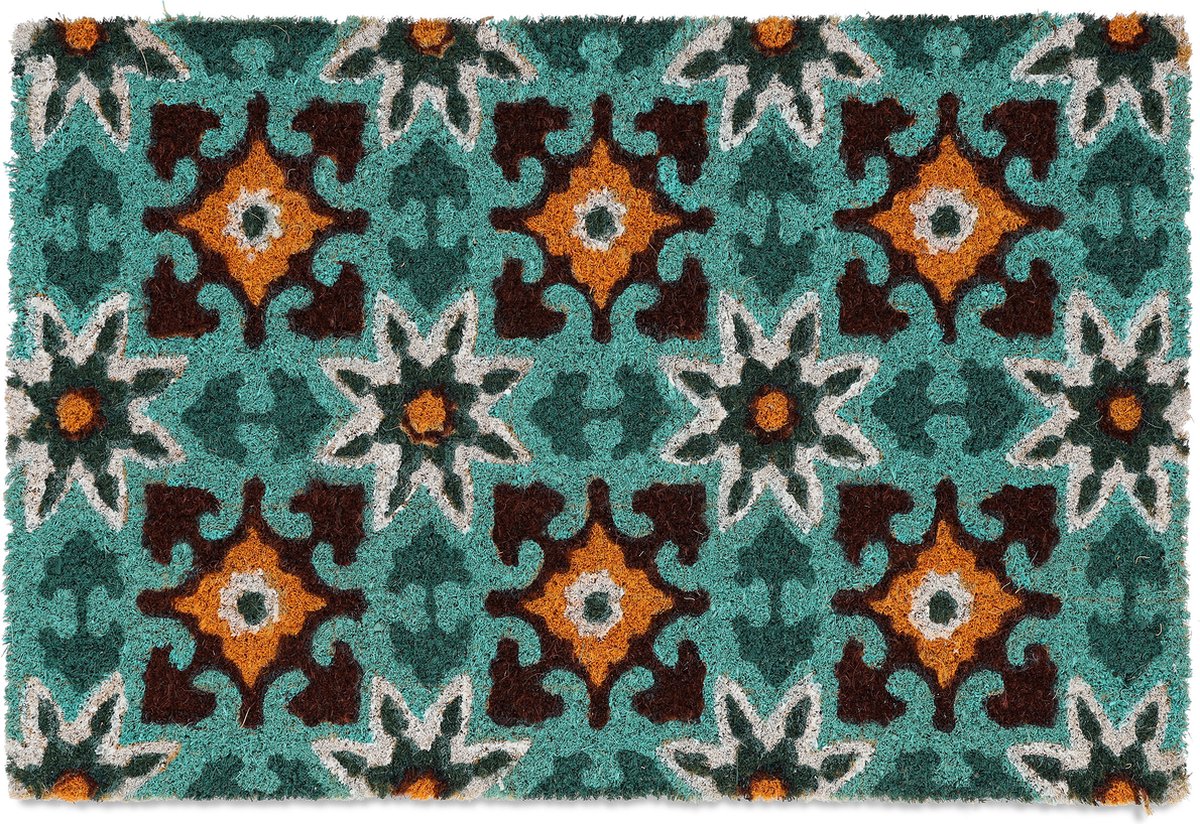 Relaxdays Deurmat oosterse print - kokosmat - 60x40 cm - patroon ...