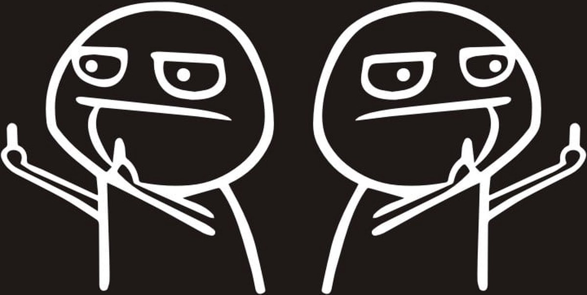 VCTparts Cartoon JDM Sticker Middelvinger Wit Zilver Reflecterend Vinyl ...