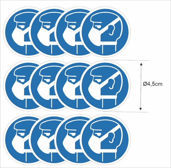 Mond-, stofmasker verplicht sticker set 12 stuks. | bol
