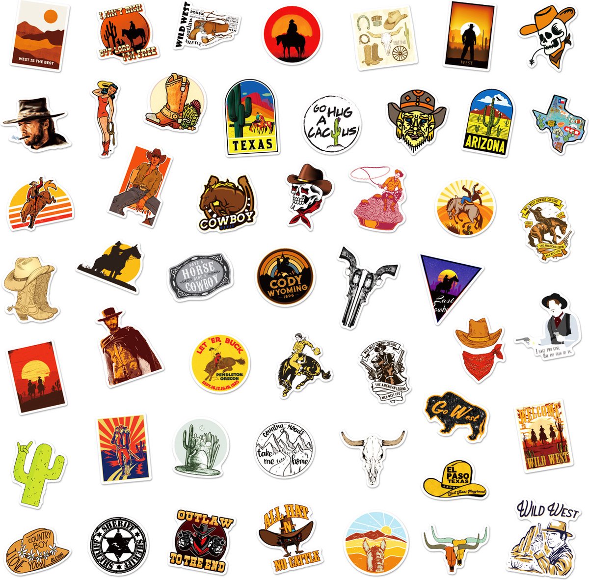 50 stuk cowboy Cartoon stickers voor kinderen en volwassenen ...