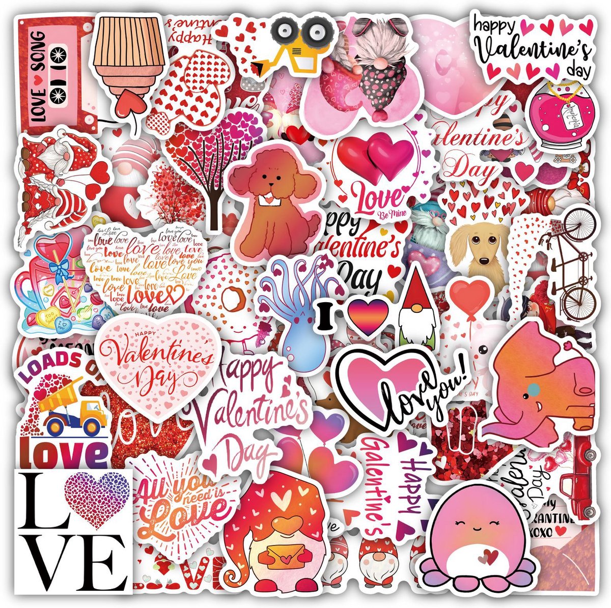 50 stuk valentijnsdag love Cartoon stickers voor kinderen en ...
