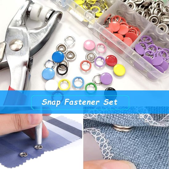 Drukknopen met tang, drukknopen zonder naaien, 200 sets, metalen ...