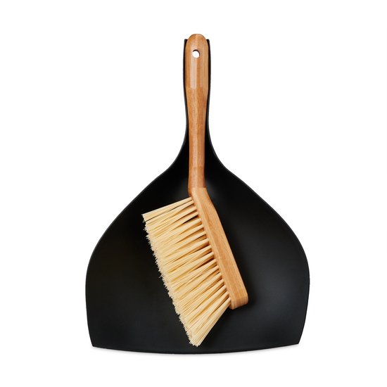 stoffer en blik - metaal - binnen - buiten - klein - vuilblik zwart | bol