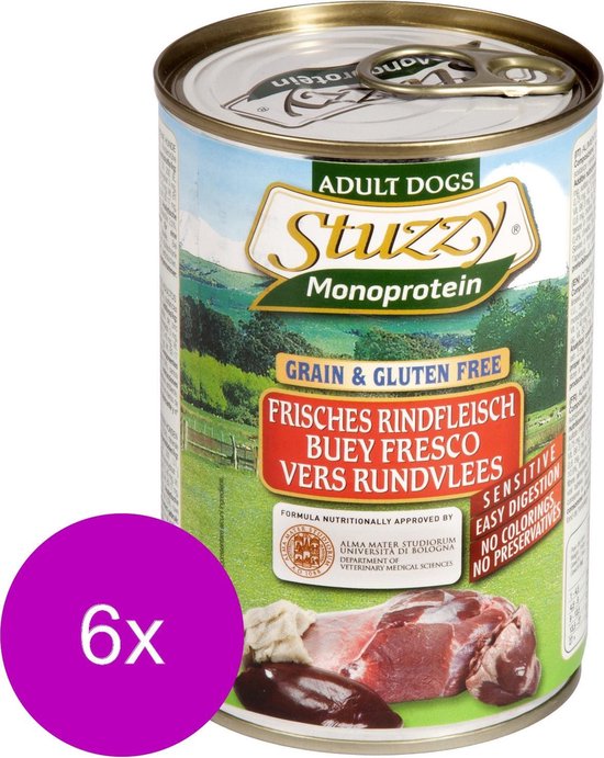6x Stuzzy Hondenvoer MonoProtein Rundvlees 400 gr | bol.com