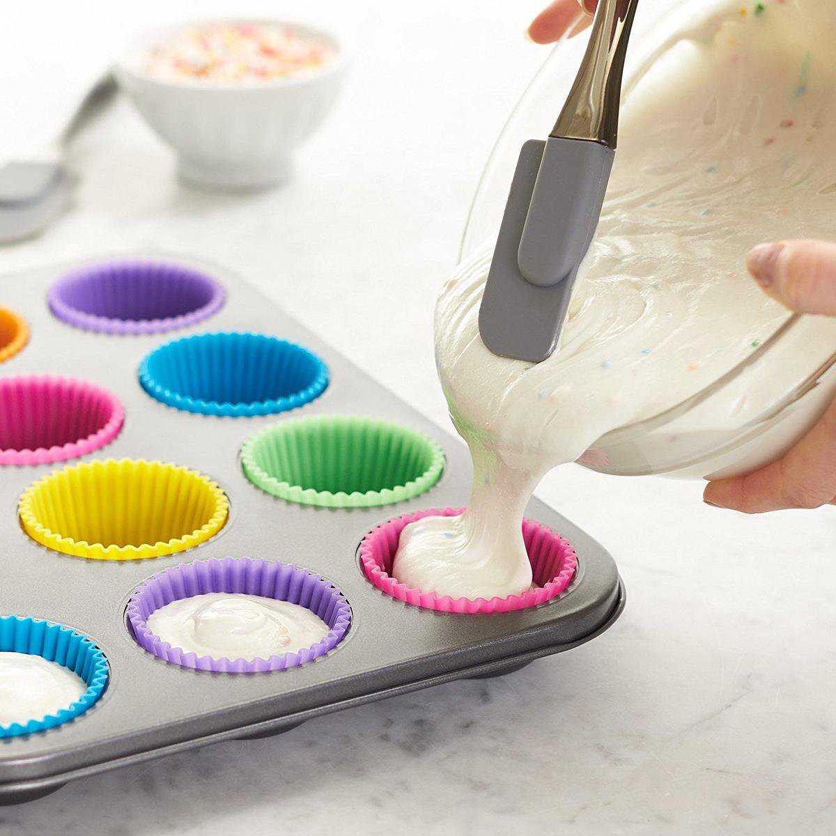 Siliconen Cupcake Vormpjes - 12 stuks - Muffin Vormpjes - Multicolor | bol