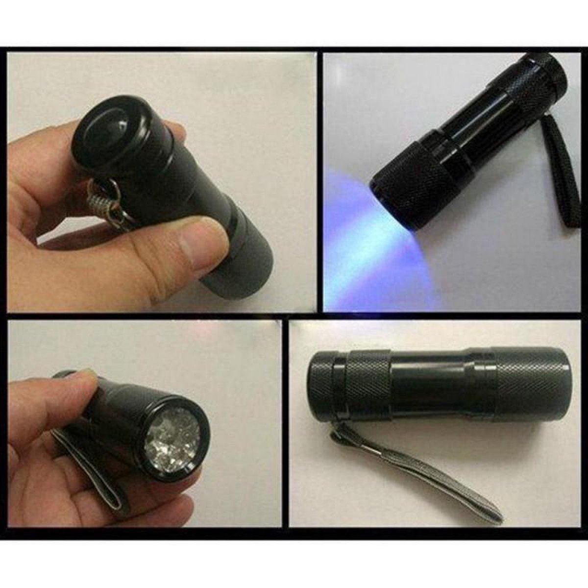 Mini zaklamp 9 LED Aluminium UV Ultra Violet paars licht | bol.com