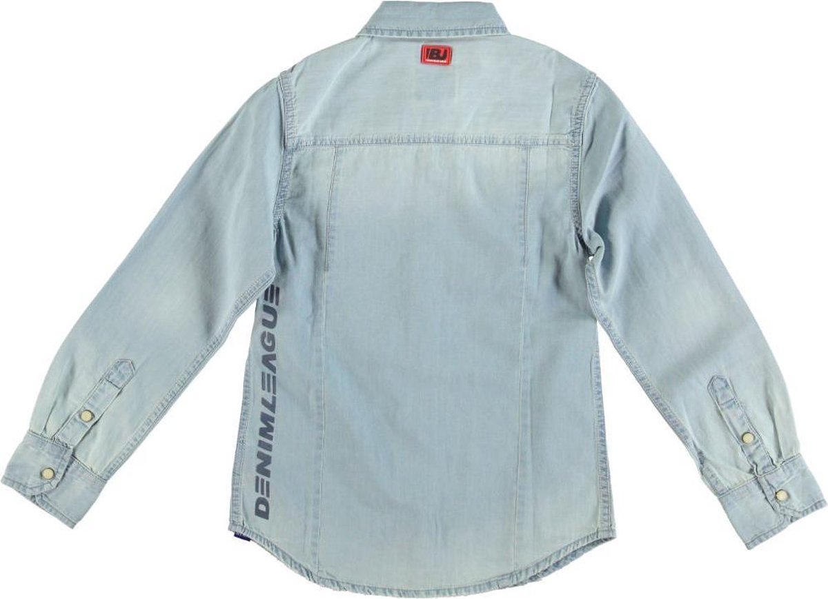 Indian blue jeans soepel slim fit denim overhemd drukknopen - Maat 164 ...