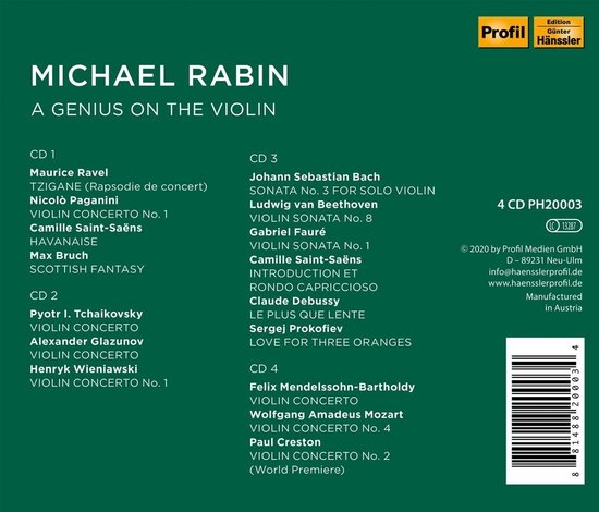 Michael Rabin - Michael Rabin - A Genius On The Violin (4 CD), Michael ...