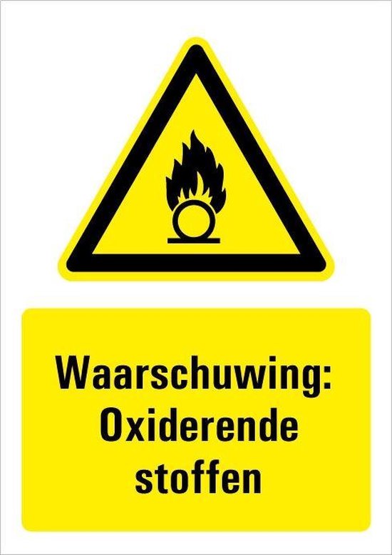 Waarschuwing voor oxiderende stoffen bord met tekst - dibond 148 x 210 ...