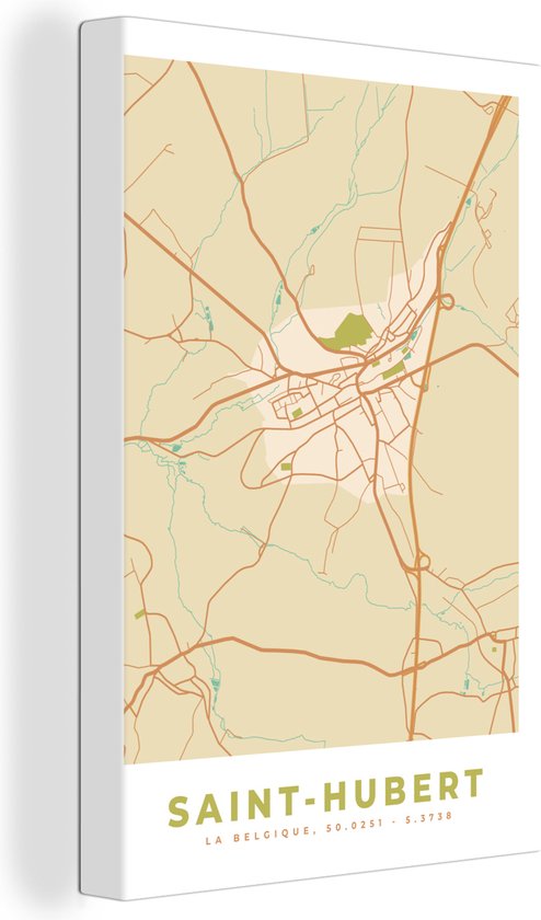 Canvas Schilderij Kaart - Saint-Hubert - België - Plattegrond ...