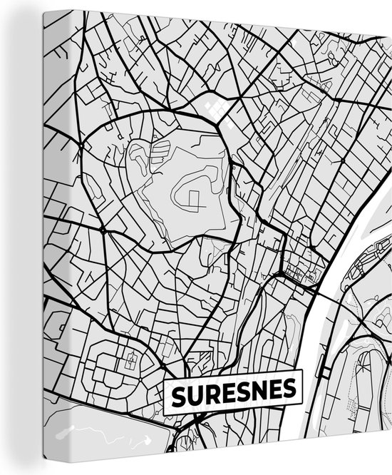 Toile Peinture Plan d'Etage - Carte - Plan de Ville - France - Suresnes ...