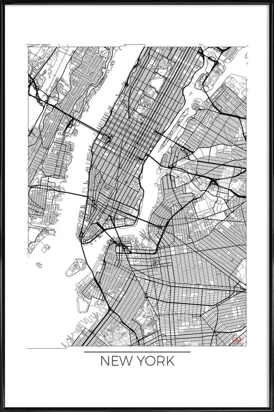 JUNIQE - Poster in kunststof lijst New York - minimalistische | bol.com