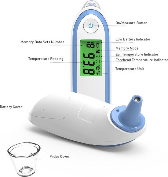 Oorthermometer - LCD Scherm - Koortsthermometer - Infrarood Thermometer ...