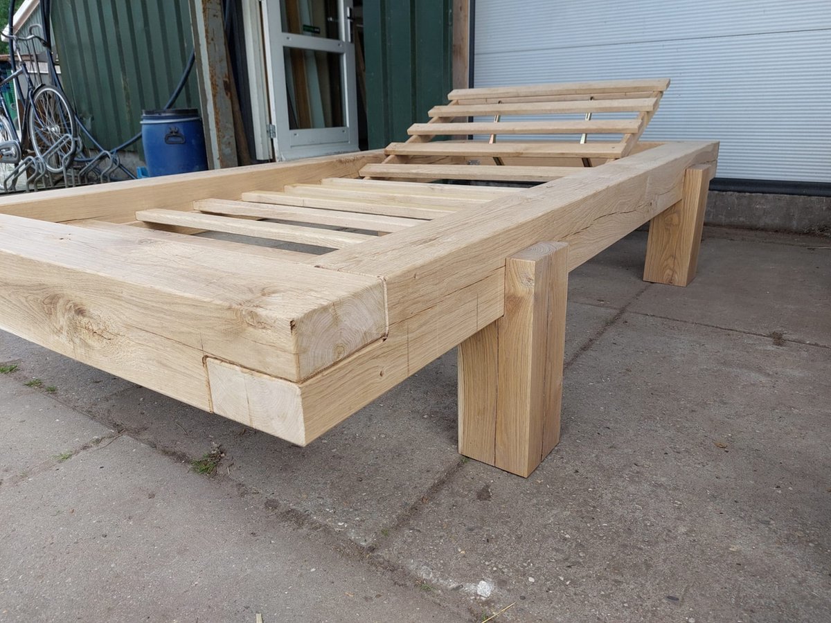 massief ligbed - eiken houten ligbed - zonnebed - 80 x 200 | bol.com