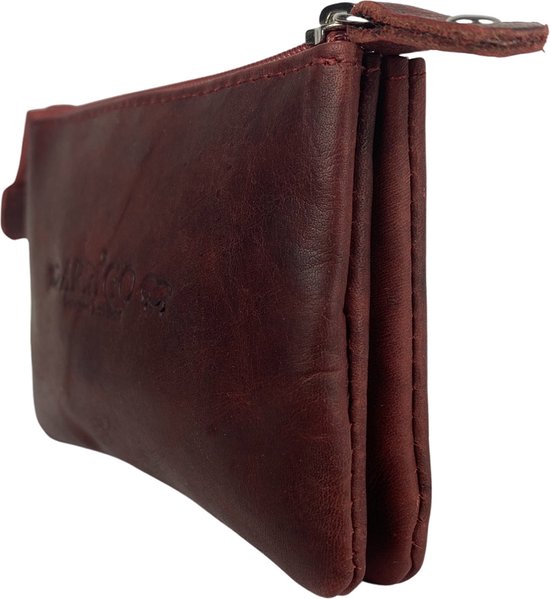 Portemonnee Dames – Rood - Soepel Leer - Sleuteletui met rits – Mini ...