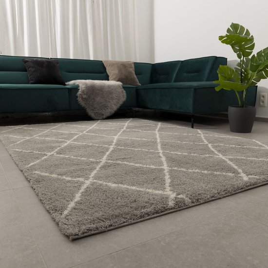 Grijs Hoogpolig Vloerkleed Koho Belgian Soft Scandinavisch Wasbaar ...